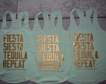 Fiesta Siesta Tequila Repeat Bachelorette Tanks Bridal Party | Etsy