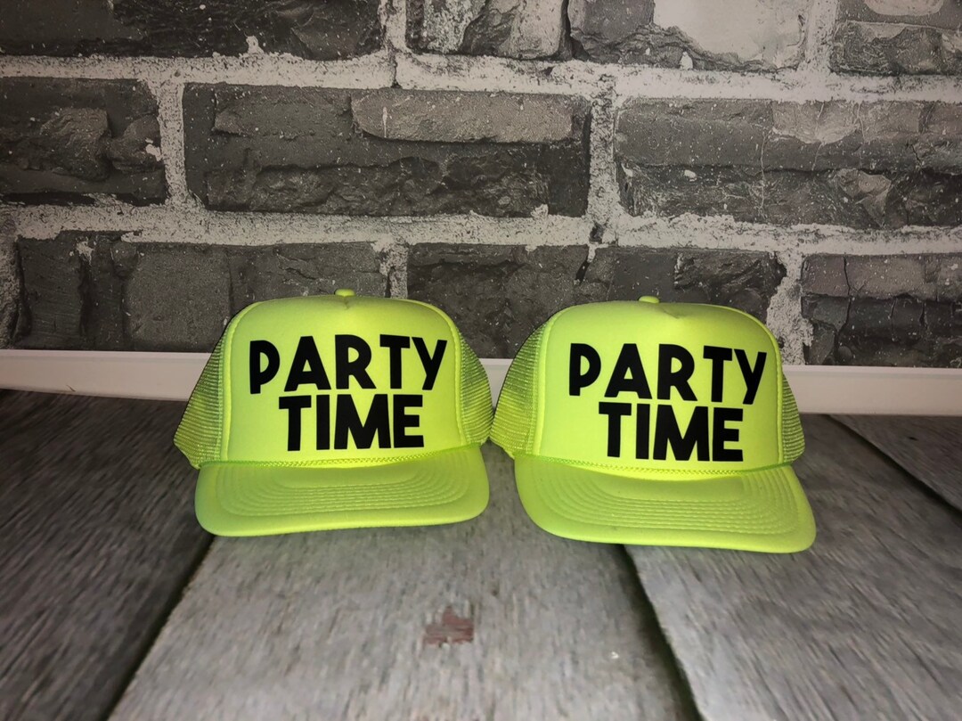 Neon Bachelorette Party Hats, Party Time Trucker Hat, Bride Neon Hat ...