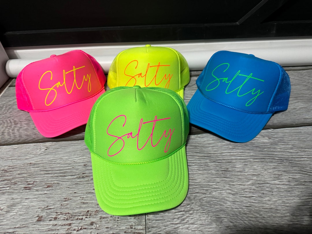 Neon Trucker Hats, Salty Neon Trucker Hat, Beach Bachelorette Trucker ...