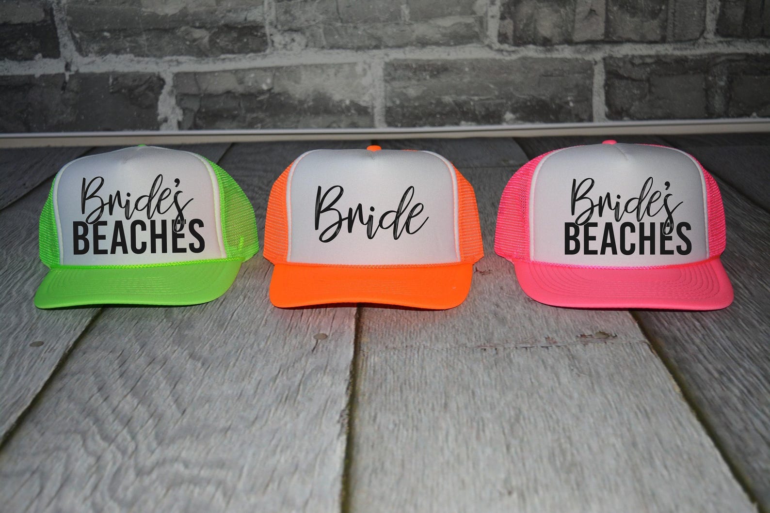 Neon Bachelorette Party Hats, Beach Bachelorette Trucker Hat, Bride ...