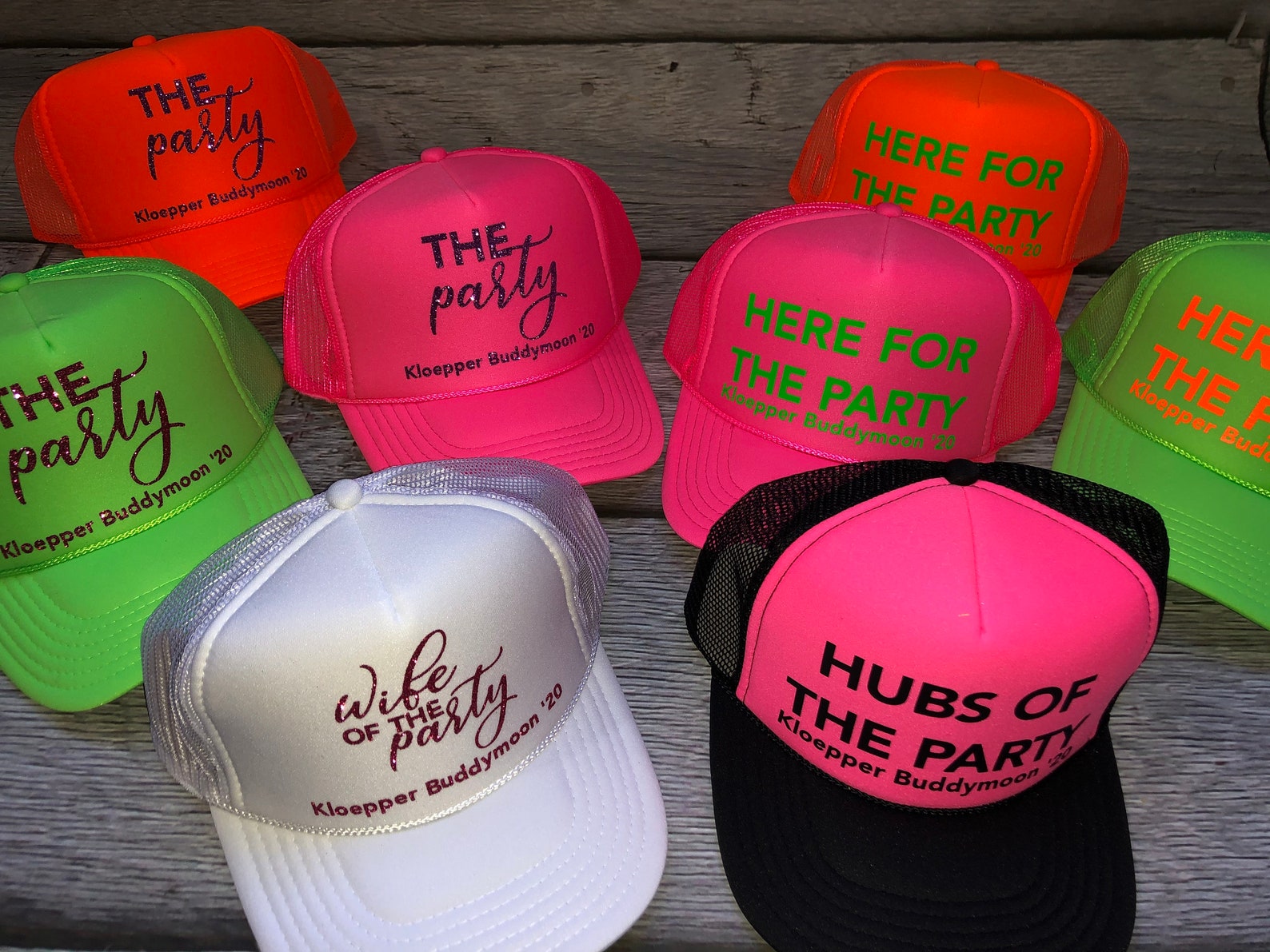 Neon Bachelorette Party Hats Wife of the Party Hat Hubs of - Etsy