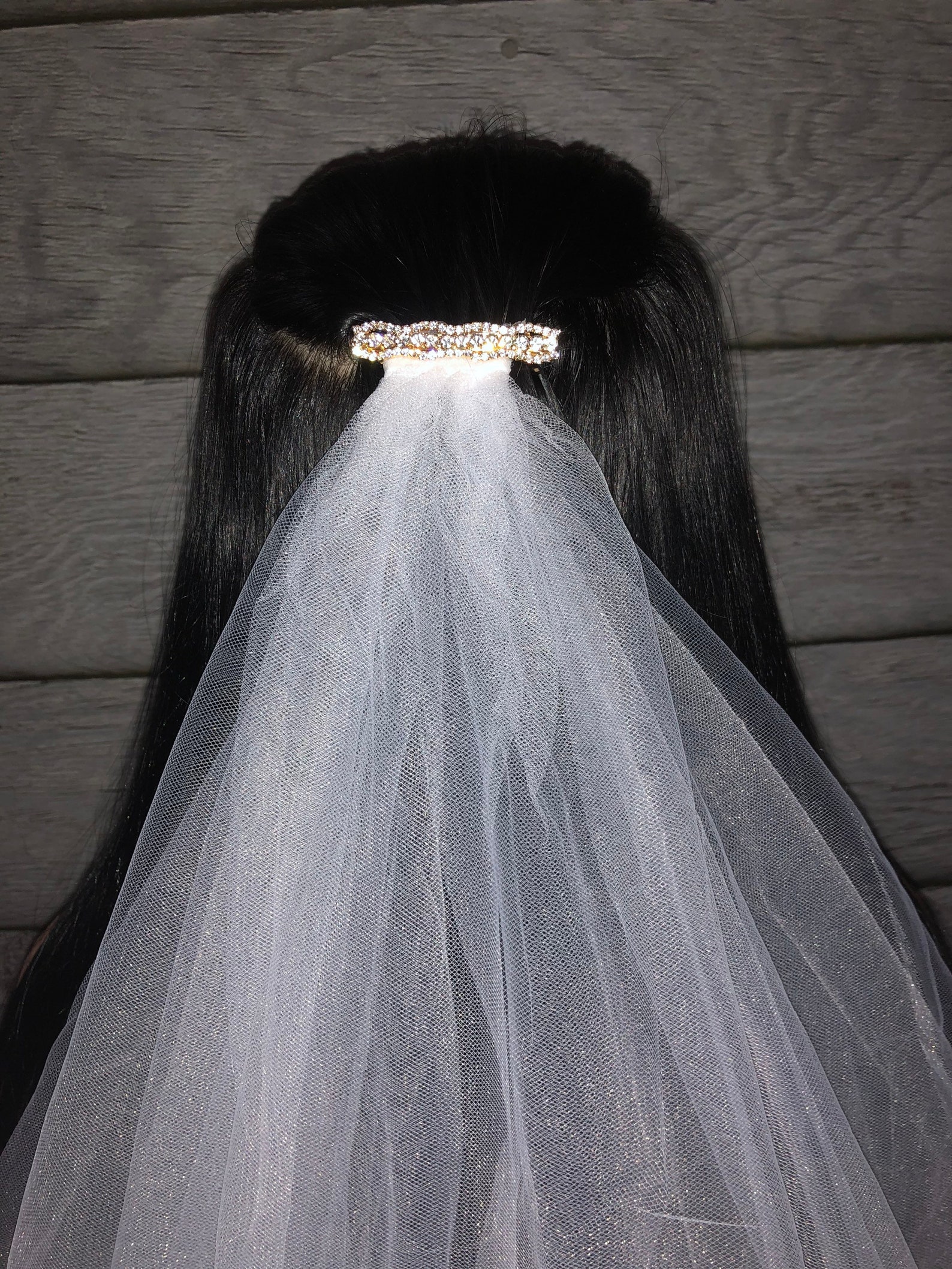 Personalized Veil on a Rhinestone Bling Clip Bride Veil | Etsy