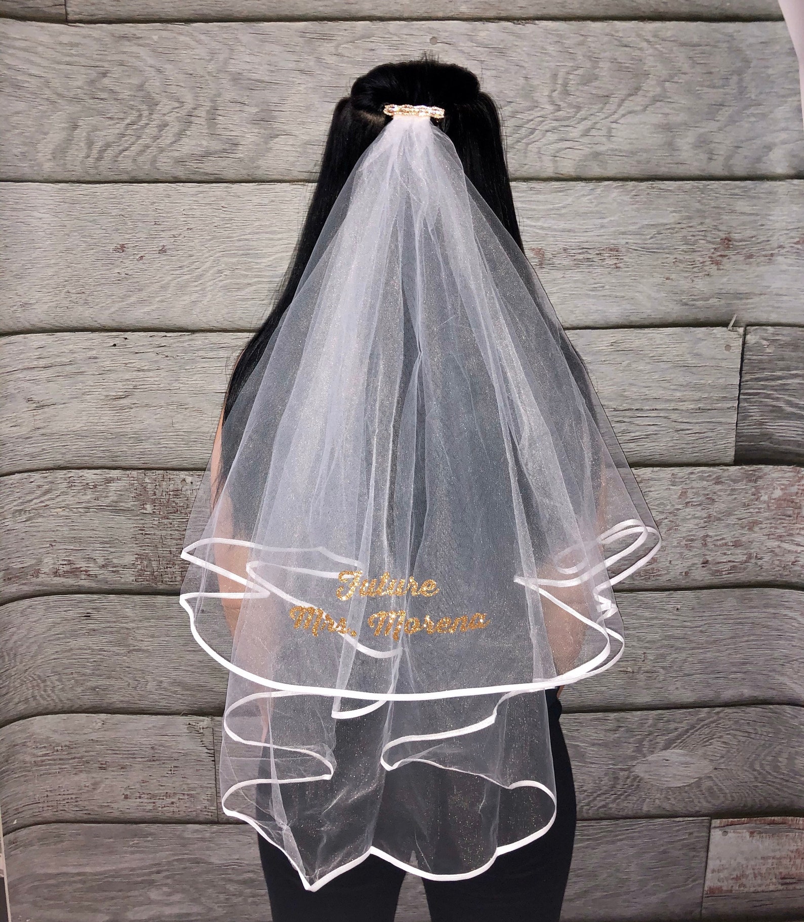 Personalized Veil on a Rhinestone Bling Clip, Bride Veil, Custom Veil ...