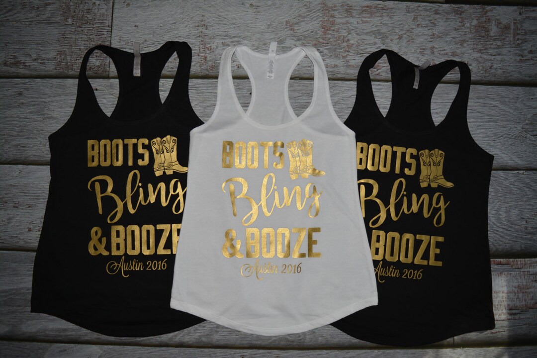 Bachelorette Party Boots and Bling and Booze Last Fling Racerback Tank ...