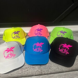 Neon Bachelorette Party Hats, Beach Bachelorette Trucker Hat, Bride ...