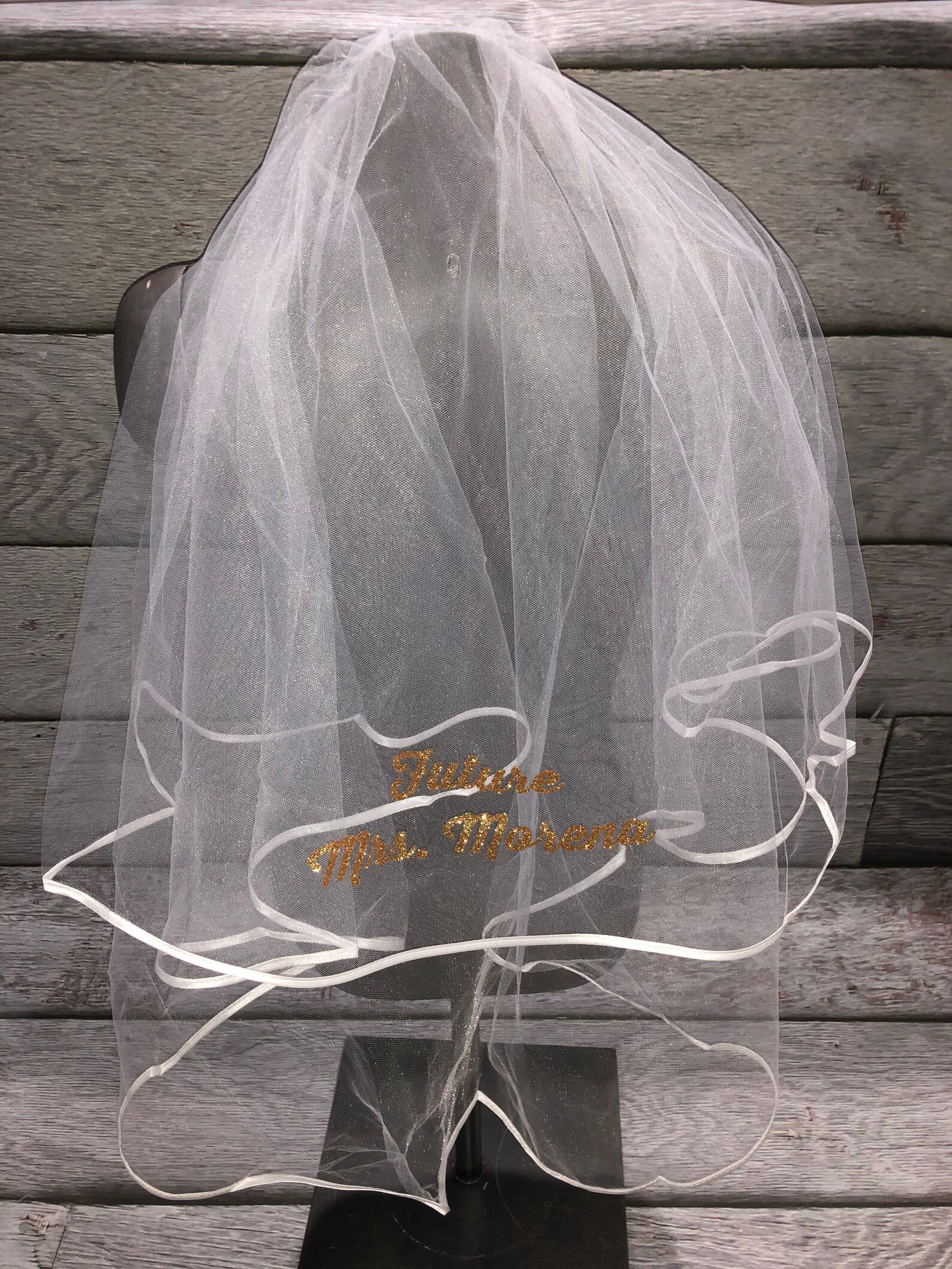 Personalized Veil on a Rhinestone Bling Clip Bride Veil | Etsy