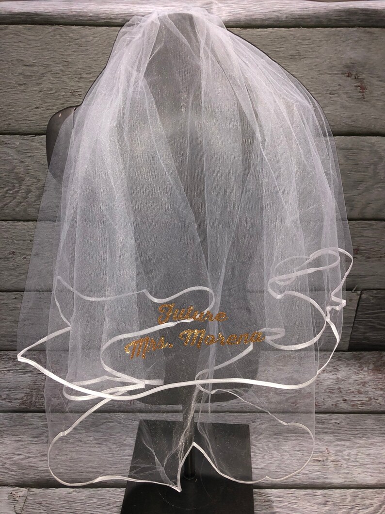 Personalized Veil on a Rhinestone Bling Clip, Bride Veil, Custom Veil ...