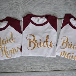 Bridal Titles Bridesmaid Maid of Honor Bride Bachelorette Party Shirts ...