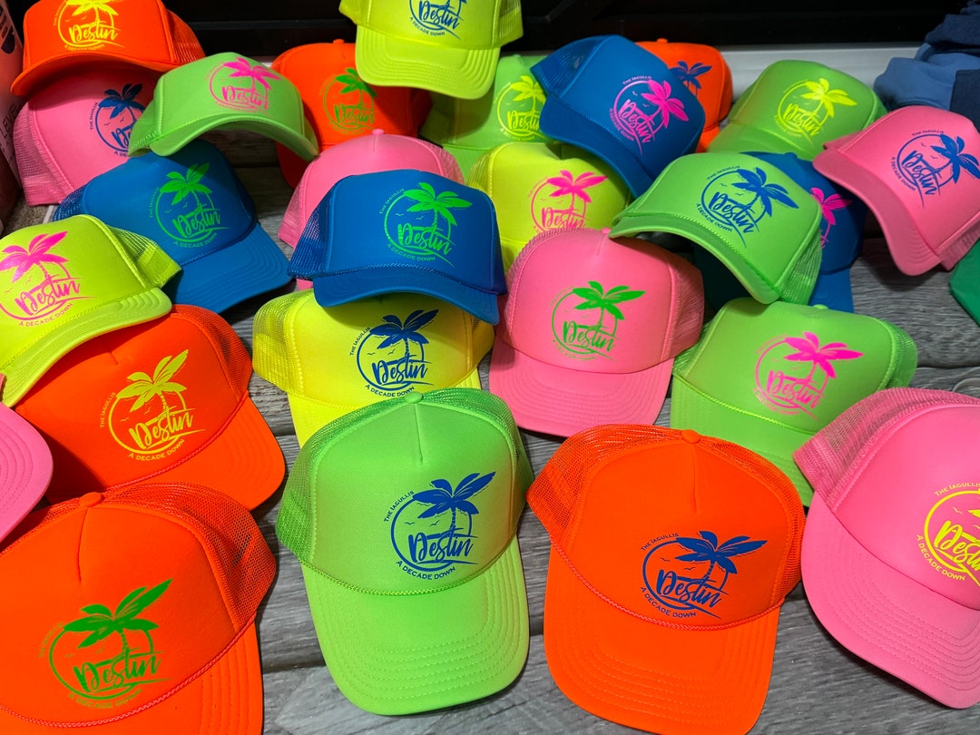 Neon Bachelorette Party Hats, Beach Bachelorette Trucker Hat, Bride ...