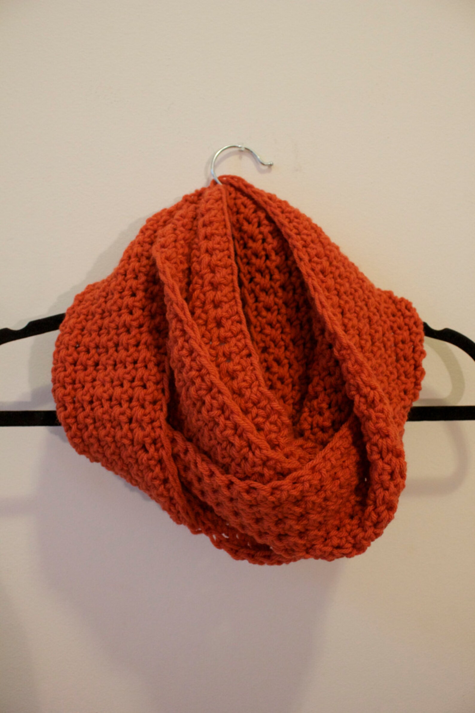 PUMPKIN ORANGE INFINITY Scarf, Hand Crochet, Single Strand, Extra Long ...