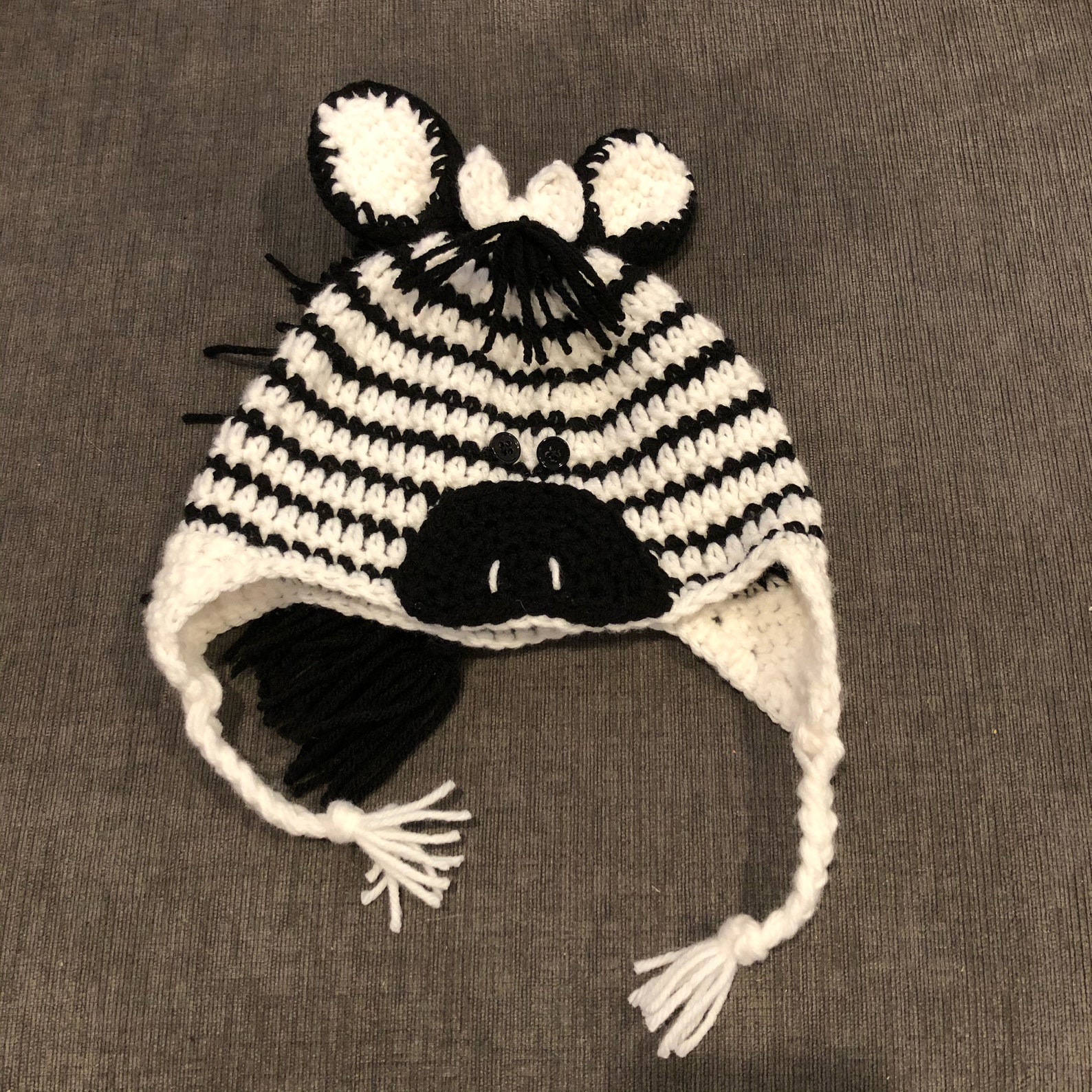 Zebra Hat, Crochet Hat, Zebra Baby Hat, Ear Flap Hat, Toddler Hat ...