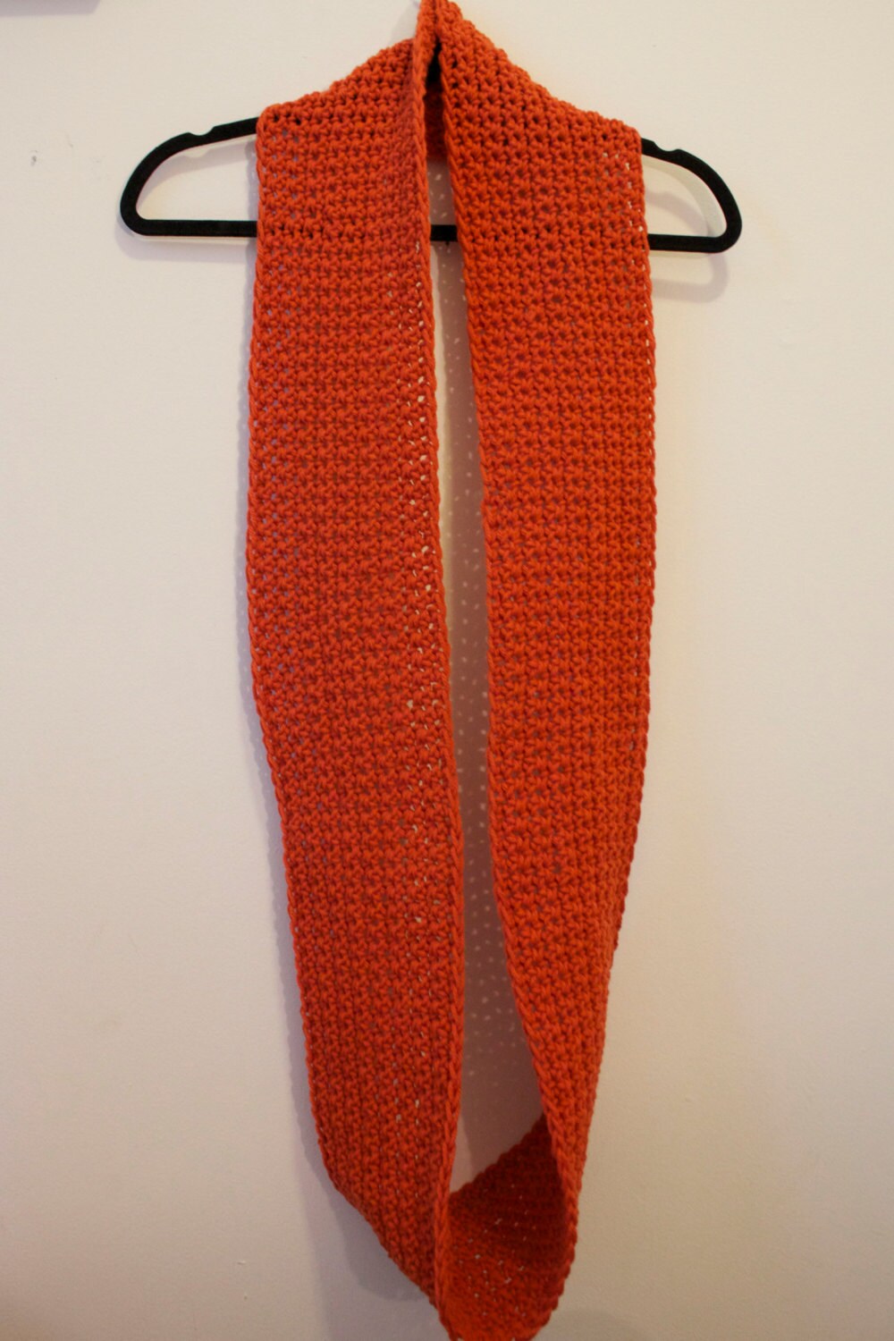 PUMPKIN ORANGE INFINITY Scarf, Hand Crochet, Single Strand, Extra Long ...