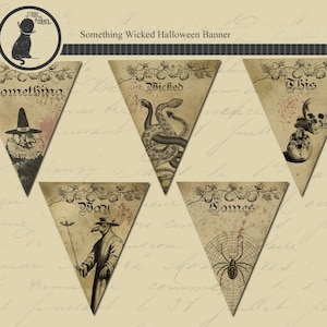 Halloween Printable Banner, Something Wicked Banner, Halloween Bunting ...