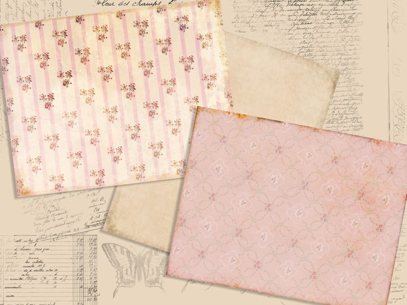 Vintage Floral Digital Paper, Vintage Floral Pages, Journaling Pages ...