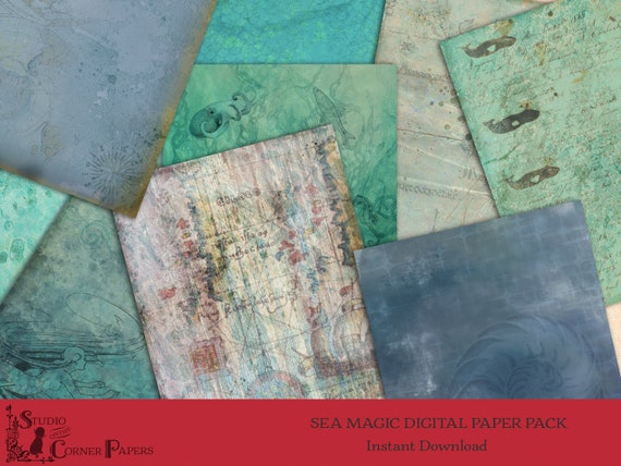 Sea Digital Paper Sea Paper Pack Sea Scrapbook Paper Nautical | Etsy