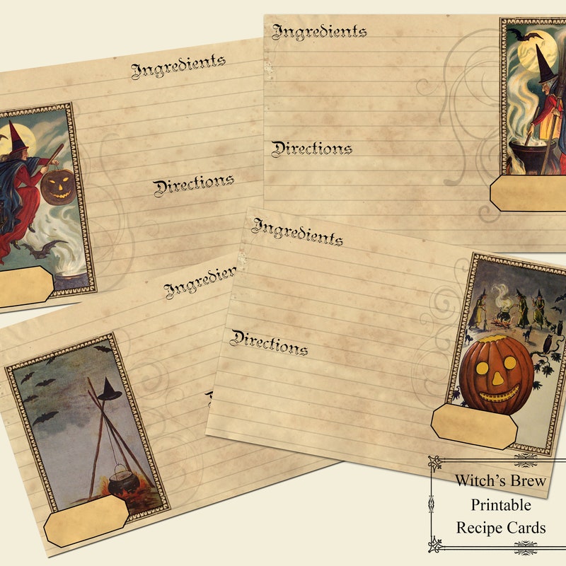 Halloween Recipe Cards - Etsy