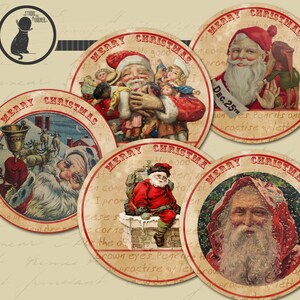 12 Digital Santa Claus Tags, Printable Santa Claus Tags, Christmas Tags ...