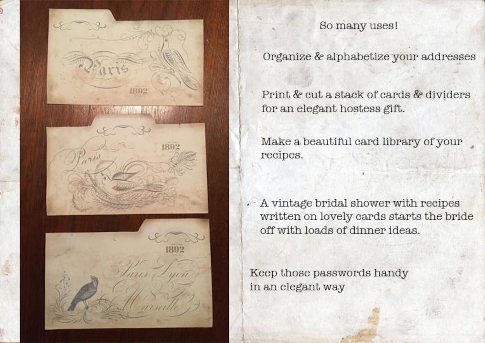 DIGITAL Recipe Cards, Printable Tabbed Divider, DIGITAL DOWNLOAD ...