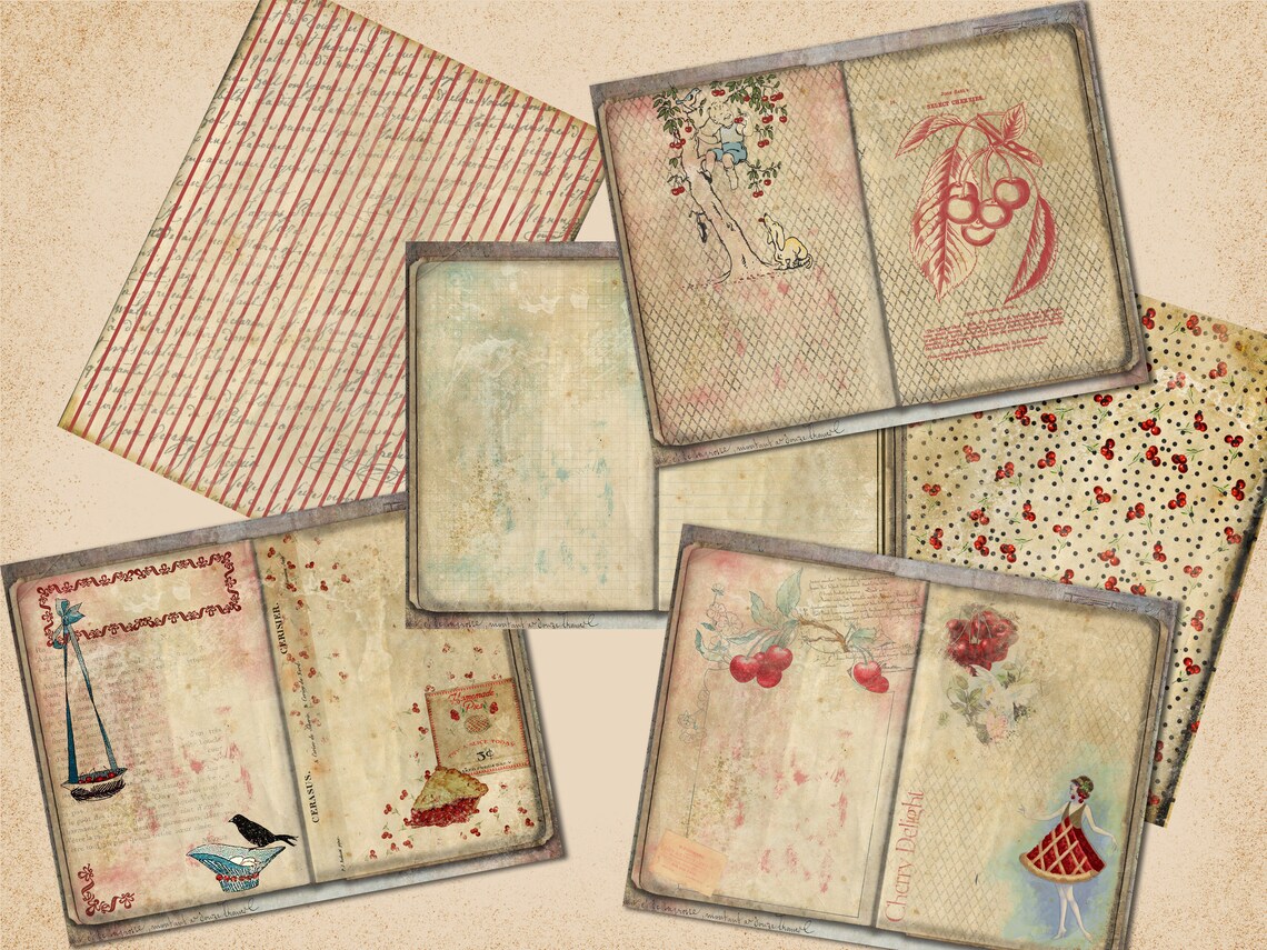 Printable Journal Kit Printable Paper Kit Cherries Jubilee - Etsy UK