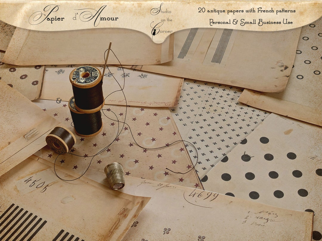 Vintage French Pattern Printable Papers, Ephemera Journal Pages ...