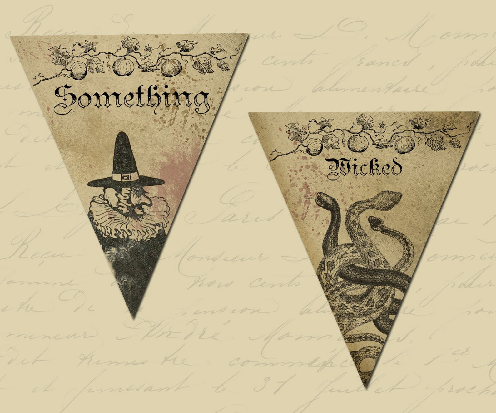 Halloween Printable Banner, Something Wicked Banner, Halloween Bunting ...