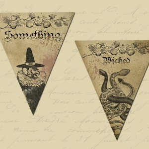 Halloween Printable Banner, Something Wicked Banner, Halloween Bunting ...