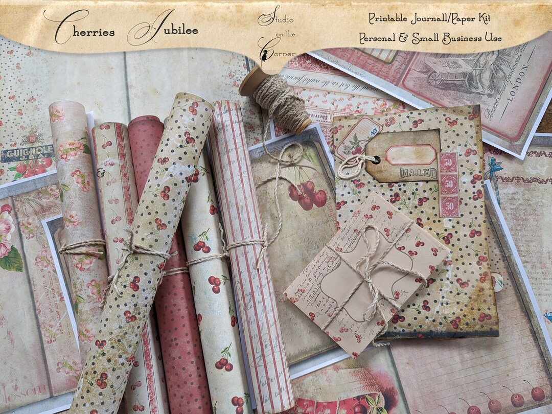 Printable Journal Kit, Printable Paper Kit, Cherries Jubilee Kit ...