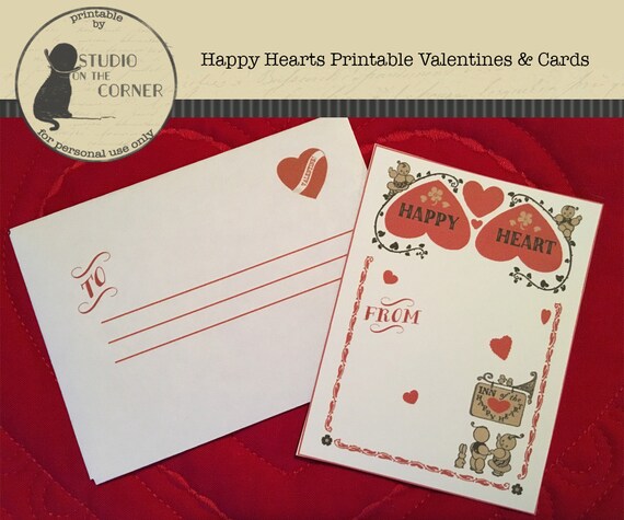Printable Valentine Cards & Envelopes Vintage-Inspired | Etsy
