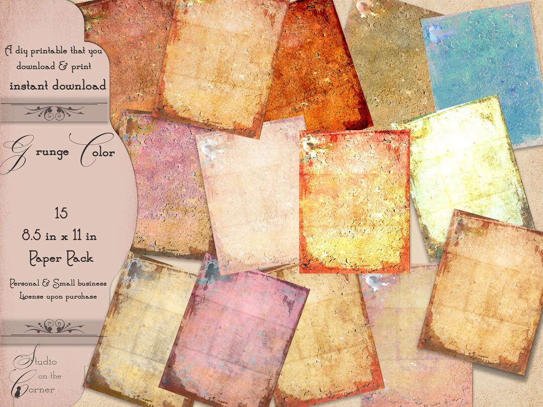 Grunged Paper Pack Digital Paper Journal Paper Journal Pages Digital ...