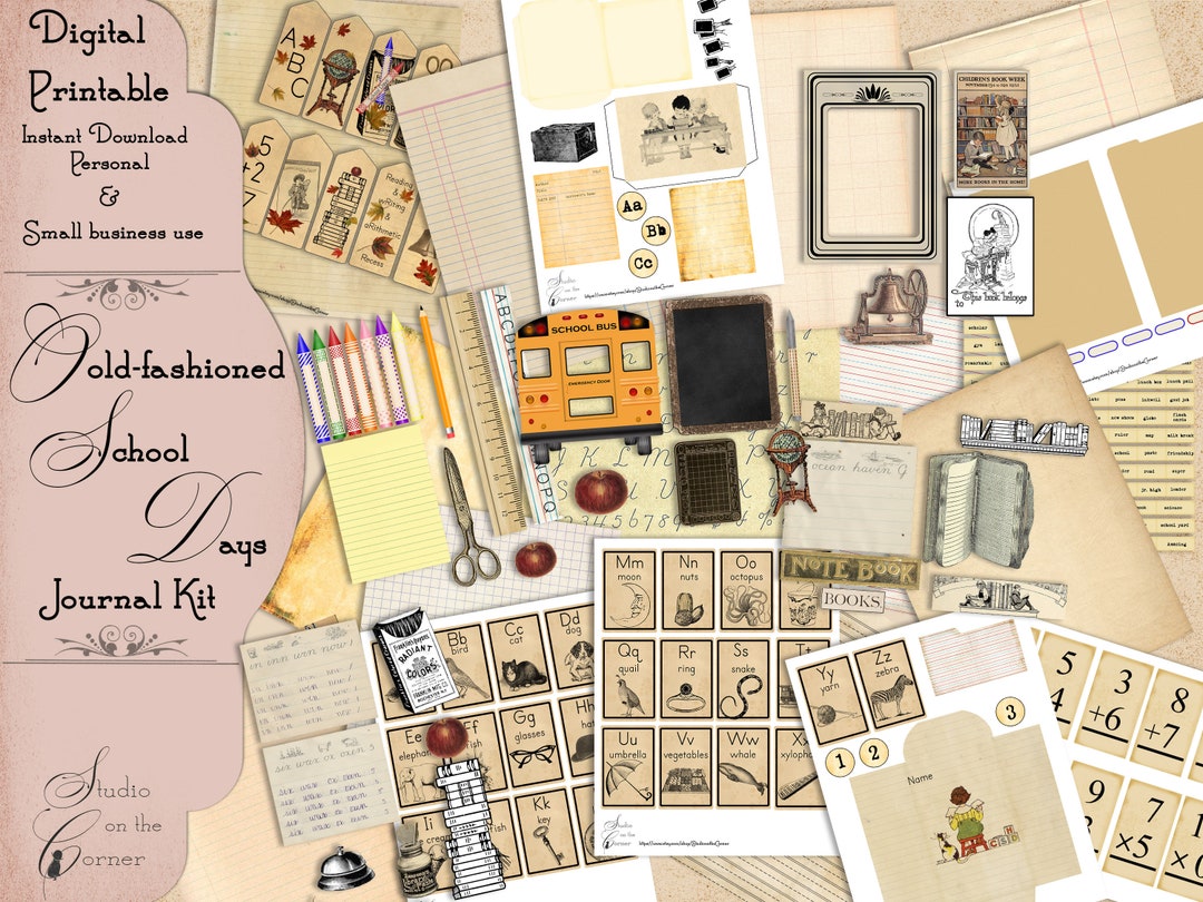 Vintage Journal Kit Paper Crafting Kit Junk Journal Ephemera Digital ...