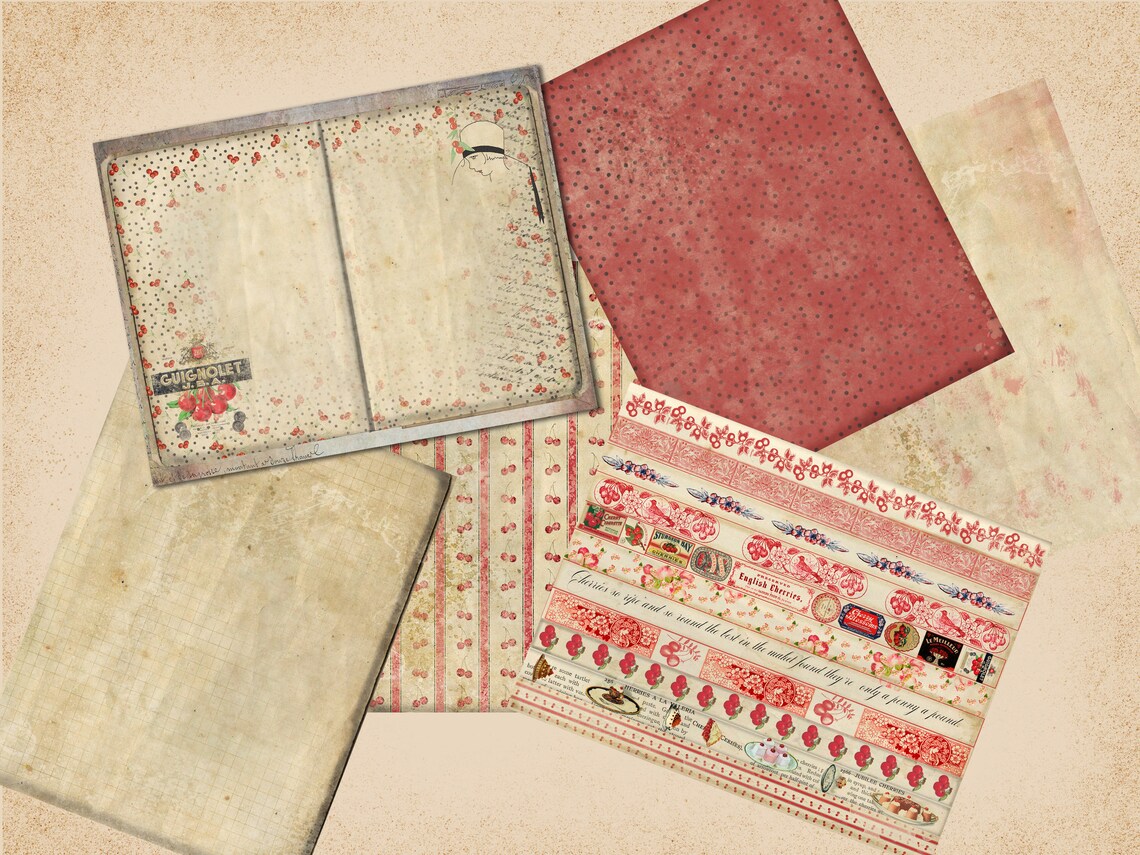 Printable Journal Kit Printable Paper Kit Cherries Jubilee - Etsy UK