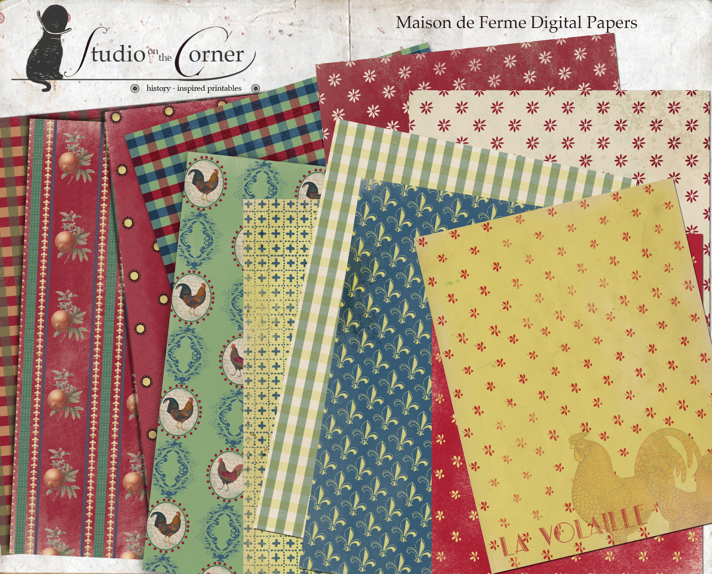 French Country Paper Pack, Digital Paper Pack, DIGITAL DOWNLOAD ...