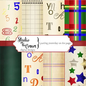 School Days Digital Scrapbook Kit, Digital Clip Art, Digital School ...