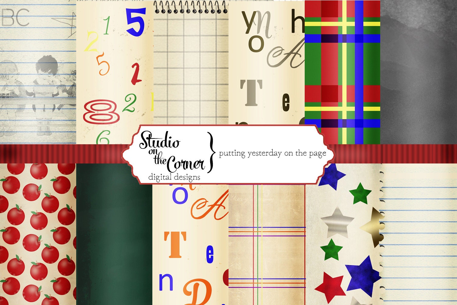 School Days Digital Scrapbook Kit, Digital Clip Art, Digital School ...