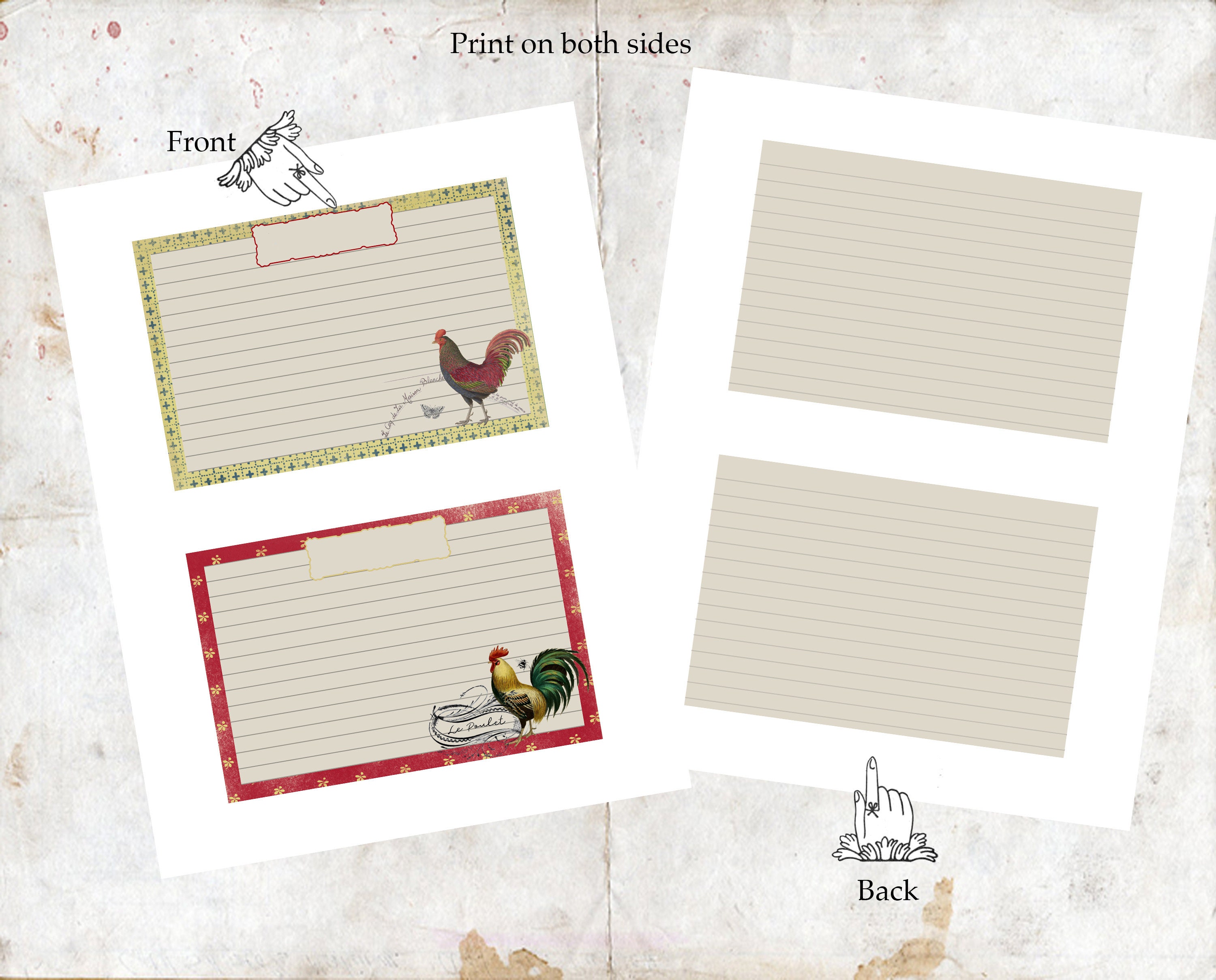 French Country Recipe Cards, Printable Recipe Cards, Vintage Recipe ...