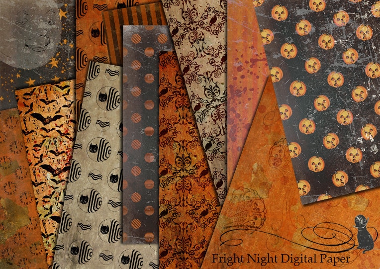 Digital Paper, Halloween Paper, Halloween Paper Pack, DIGITAL DOWNLOAD ...