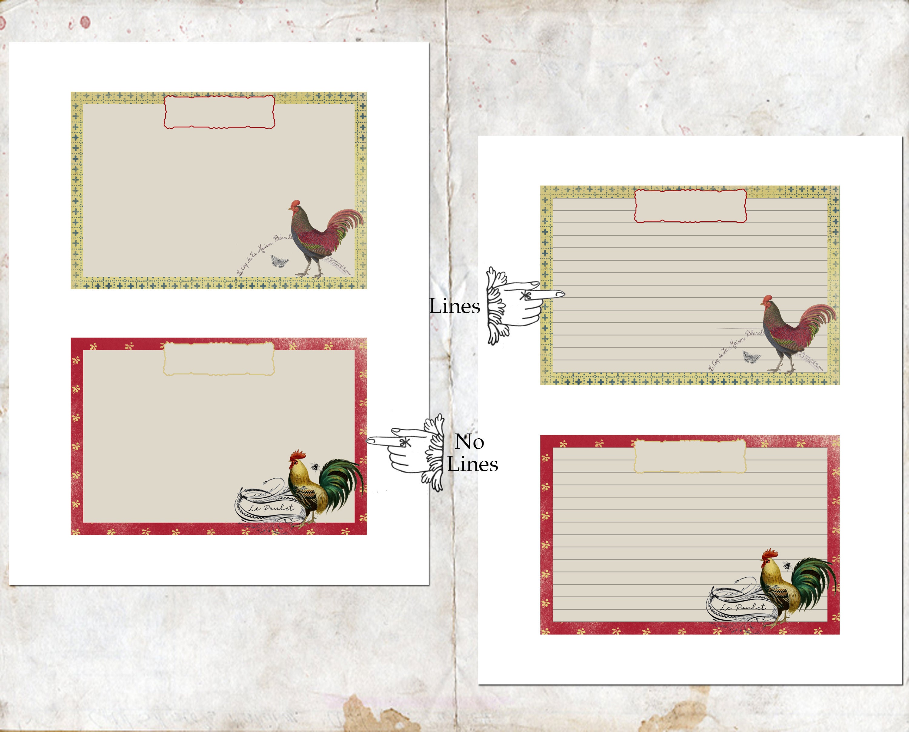 French Country Recipe Cards, Printable Recipe Cards, Vintage Recipe ...