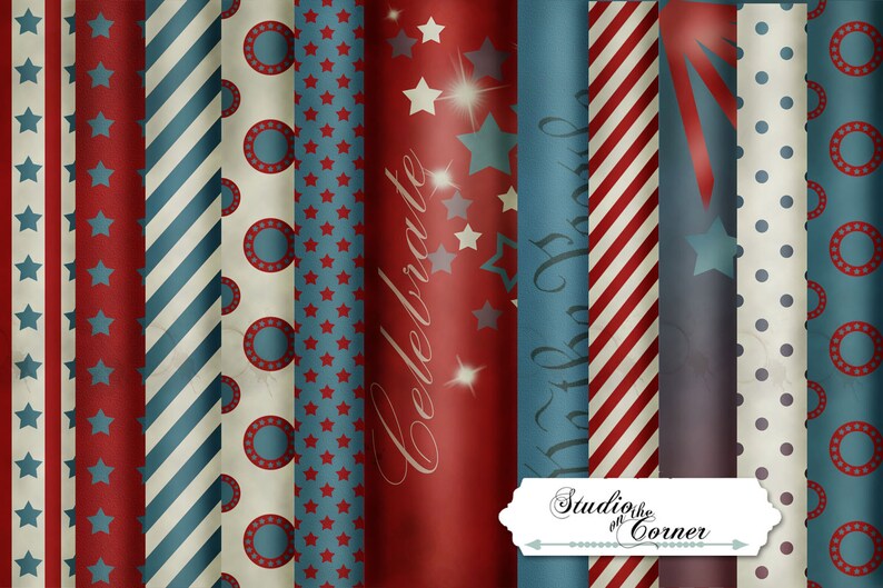 Digital Patriotic Scrapbook Paper, Digital Patriotic Paper, Patriotic ...
