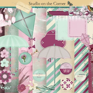 April Days Digital Scrapbook Kit, Digital Paper, Digital Background ...