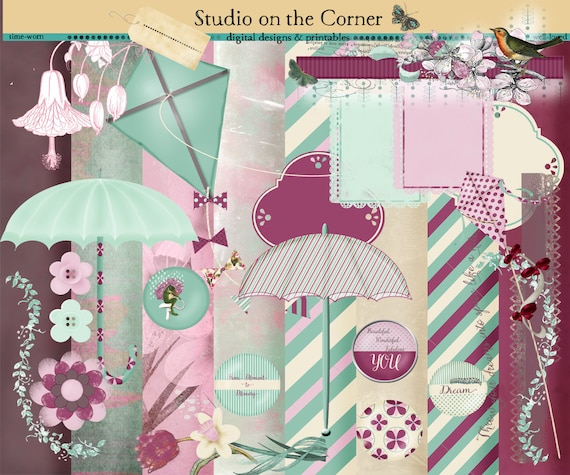 April Days Digital Scrapbook Kit Digital Paper Digital | Etsy
