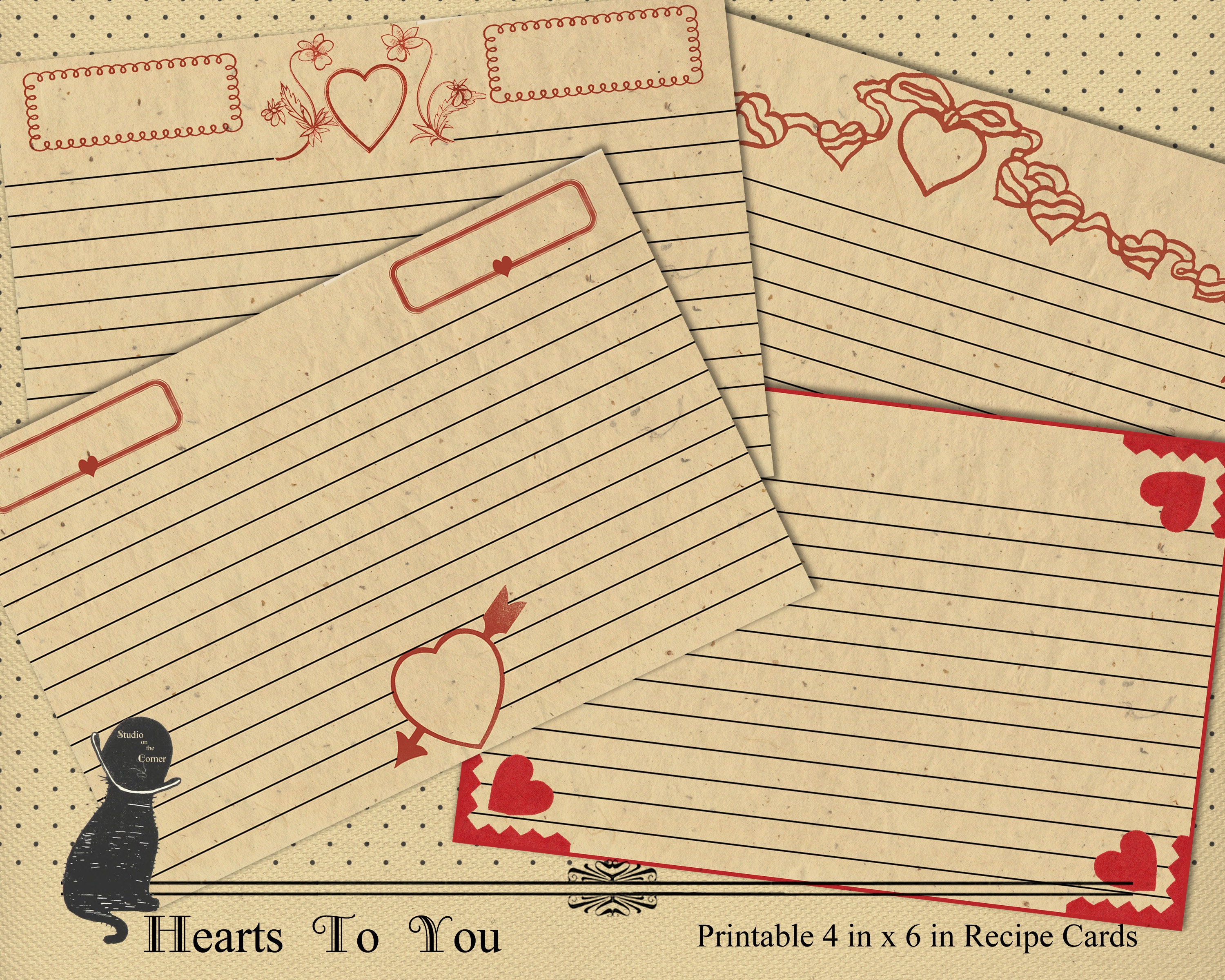 Printable Valentine Recipe Cards DIY Recipe Cards 4x6 Recipe - Etsy