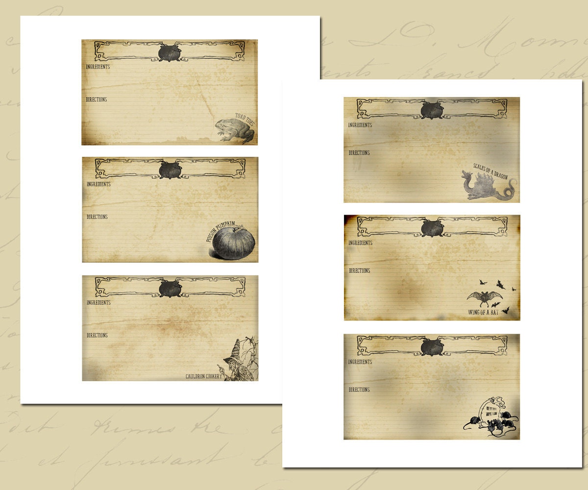 Digital Halloween Recipe Cards, Editable Halloween Recipe Cards ...