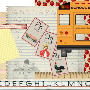School Days Digital Scrapbook Kit, Digital Clip Art, Digital School ...
