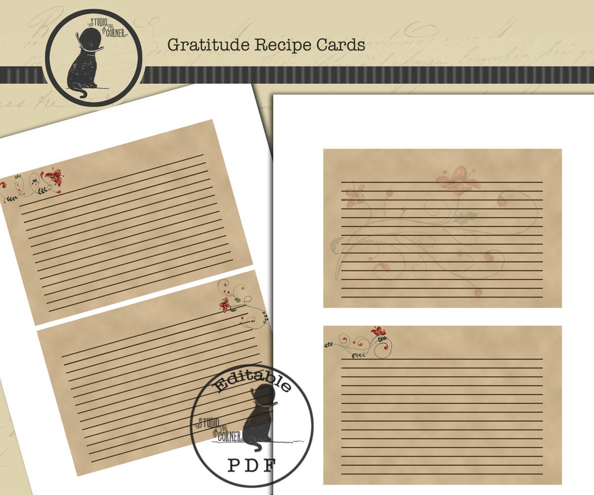 Printable Thanksgiving Recipe Cards, Thanksgiving Recipe Cards, Digital ...