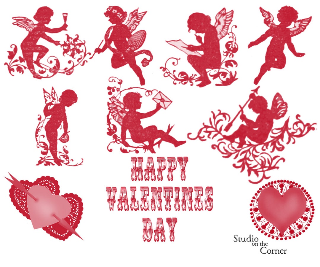 Valentine Brushes, Valentine Digital Stamps, Digital Brushes, Cupid ...