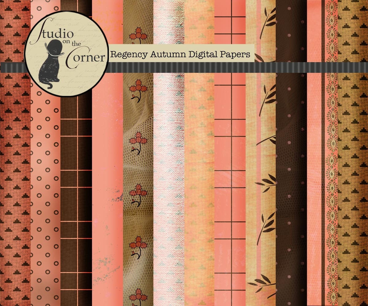 Regency Autumn Digital Scrapbook Paper, Digital Scrapbook Paper, Autumn ...
