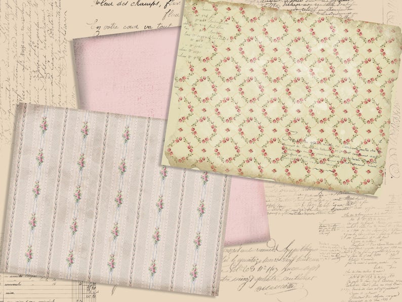 Vintage Floral Digital Paper, Vintage Floral Pages, Journaling Pages ...