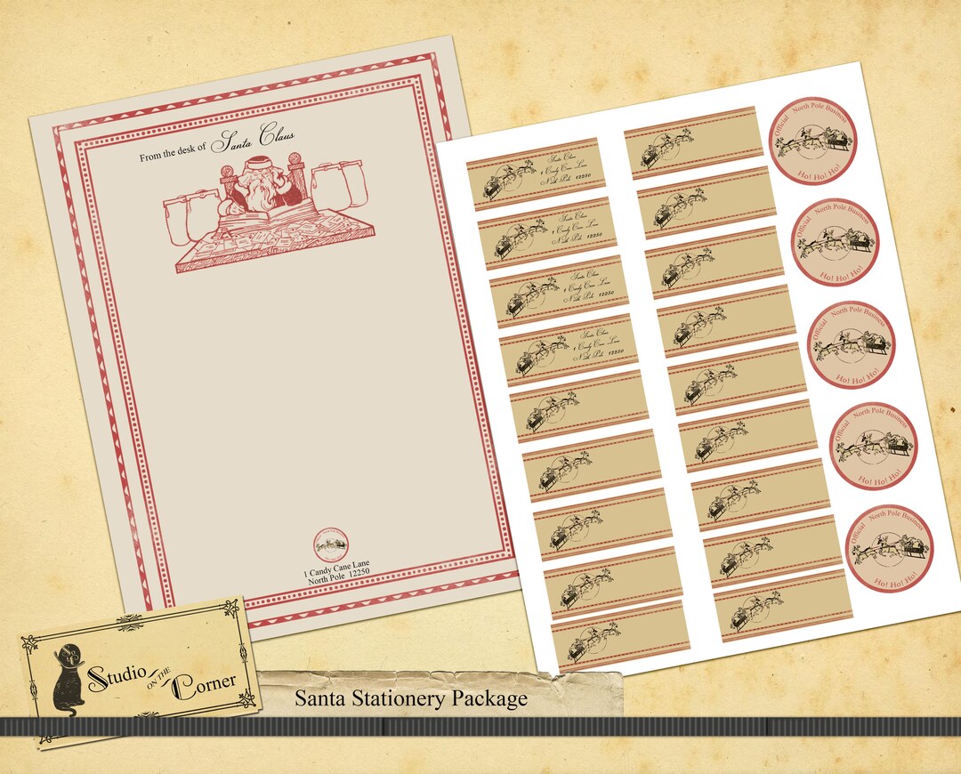 Santa Stationery Christmas Letter Santa Letterhead Christmas Stationery ...