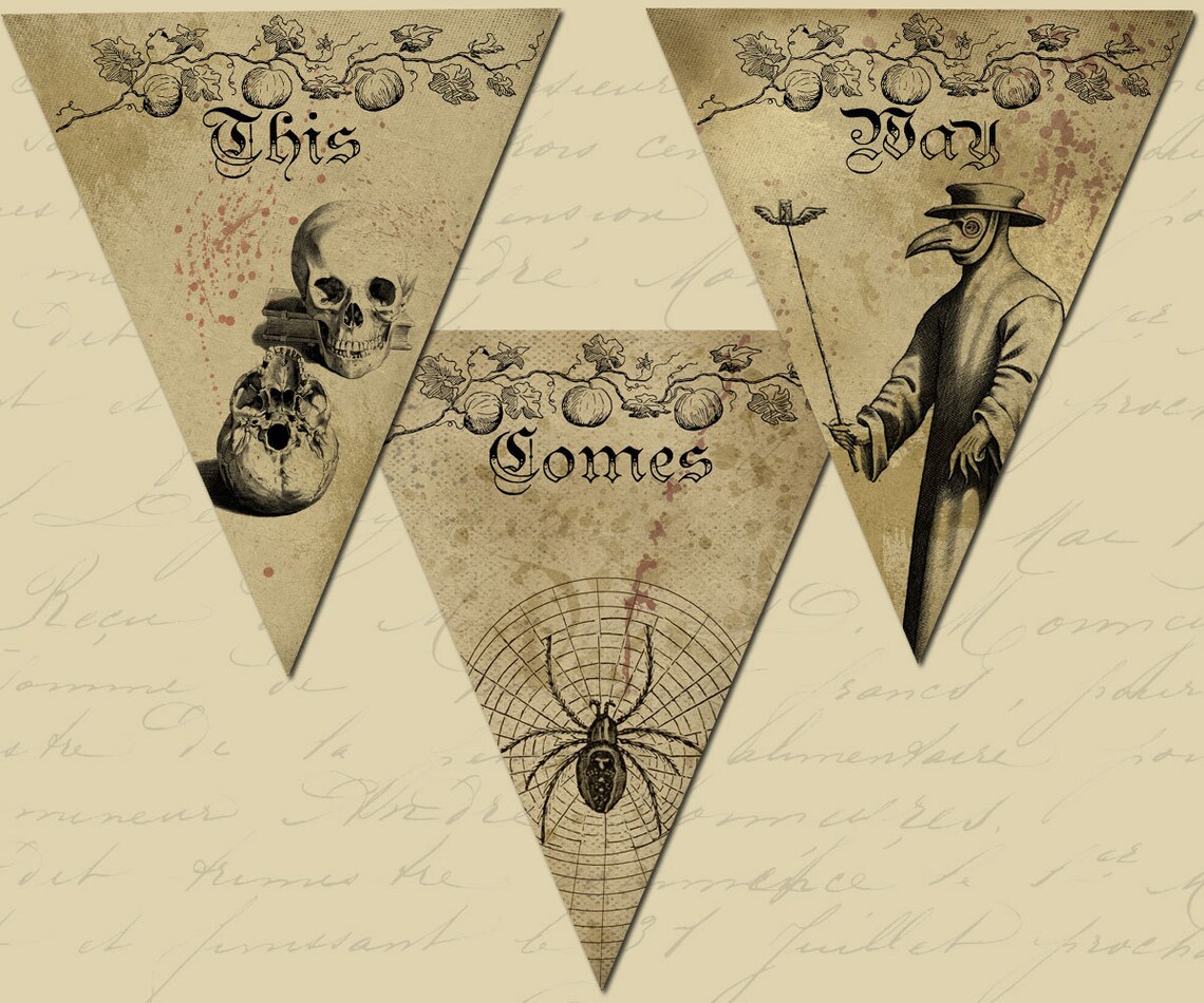 Halloween Printable Banner, Something Wicked Banner, Halloween Bunting ...