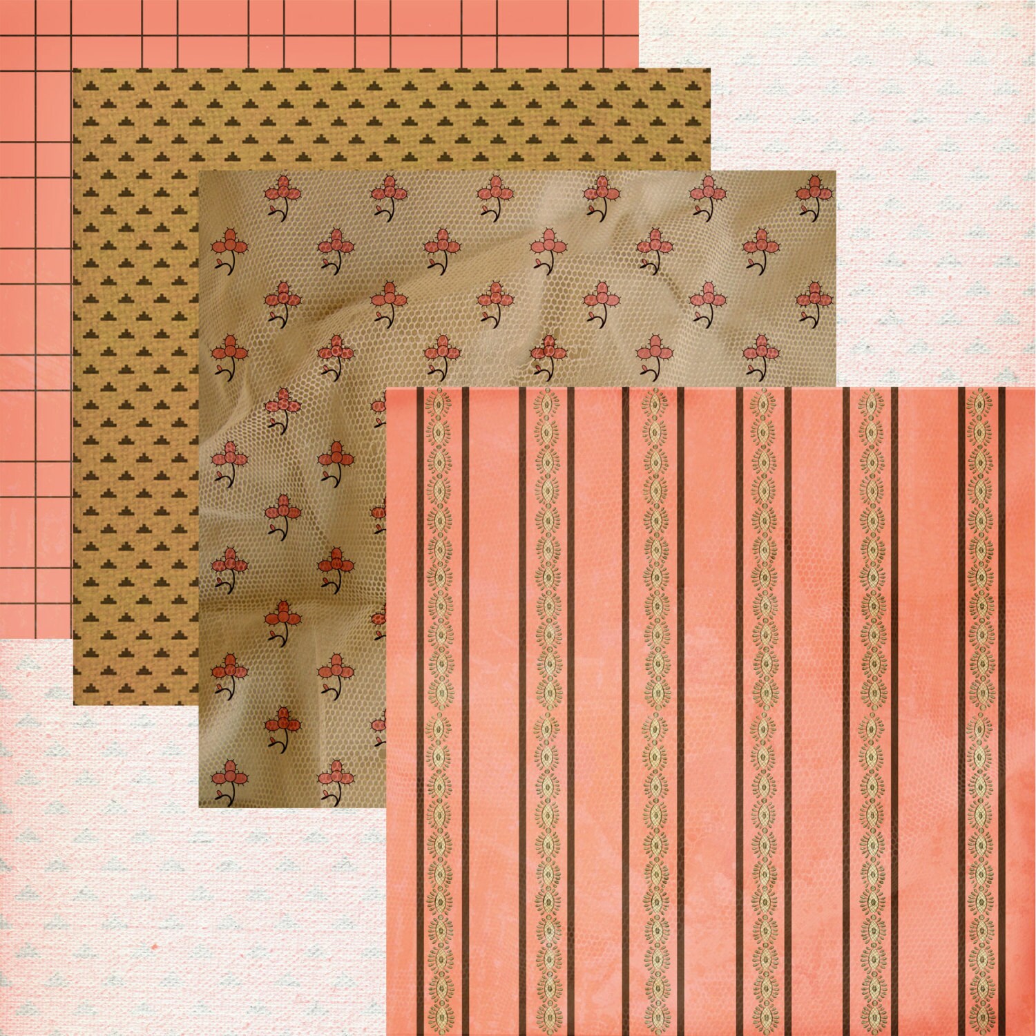 Regency Autumn Digital Scrapbook Paper, Digital Scrapbook Paper, Autumn ...